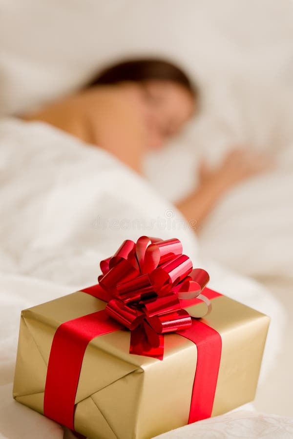 Surprise Present - Young Woman Sleeping Stock Photo - Image of birthday ...