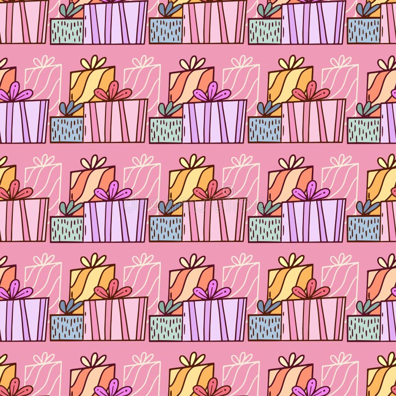 Surprise Repeating Pattern. Holiday Pattern with Giftboxes. Wrap ...
