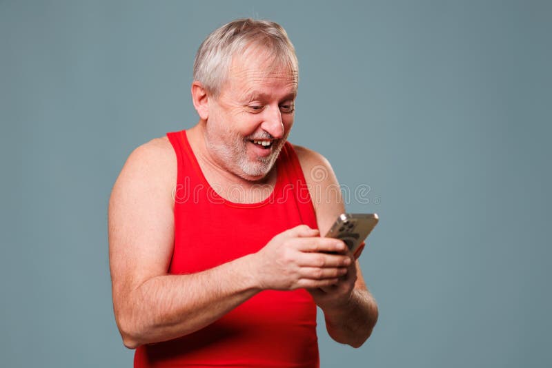 Surprise of the Senior Citizen and Technology a Senior Man with an ...