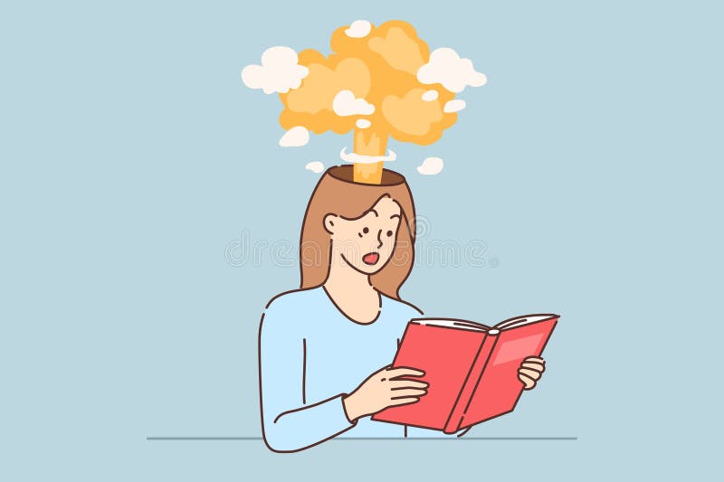 Surprise and Shock is Felt by Woman with Exploding Head and Reading ...