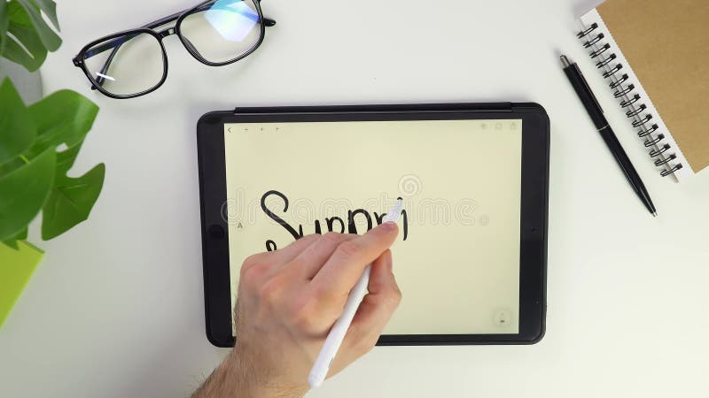 Write Note Office Work on Tablet Screen. Electronic Pencil for Widget ...