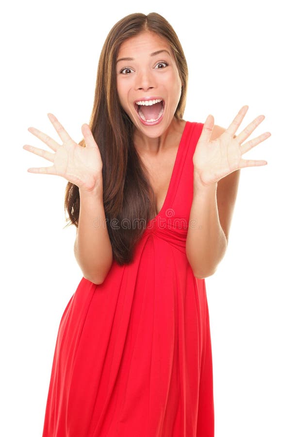 Surprise Woman Happy Screaming Joyful Stock Image Image Of Happy