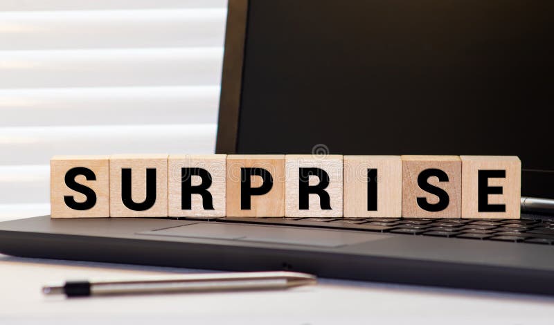 Surprise Word Written on Wood Block. Surprise Text on Table, Concept ...