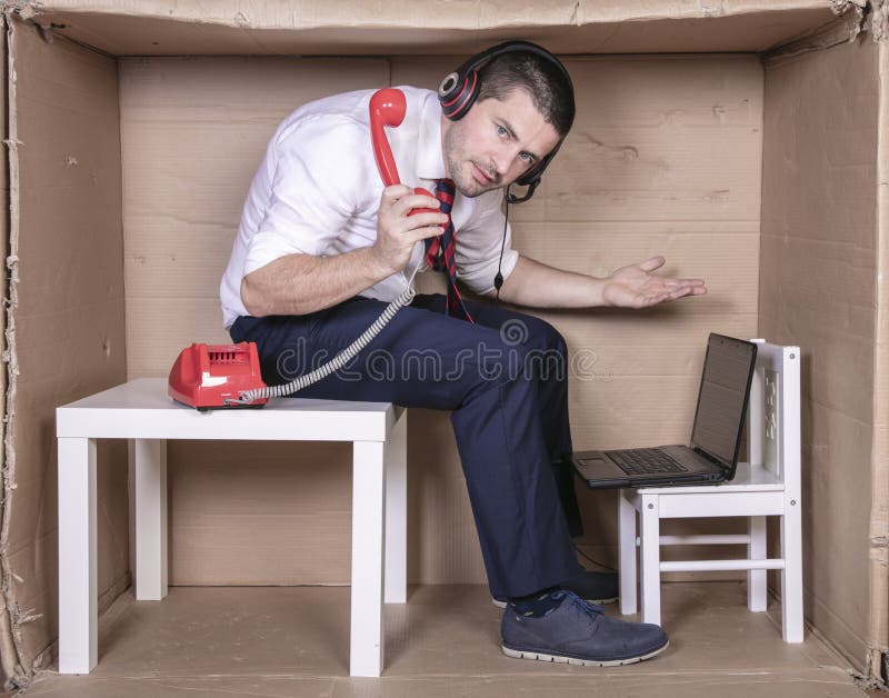 Surprise while Working, Strange Position in a Small Office Stock Image ...