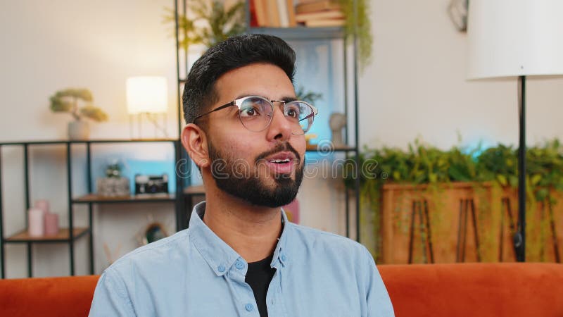 Surprised Amazed Shocked Indian Man Wearing Eyeglasses With Wow