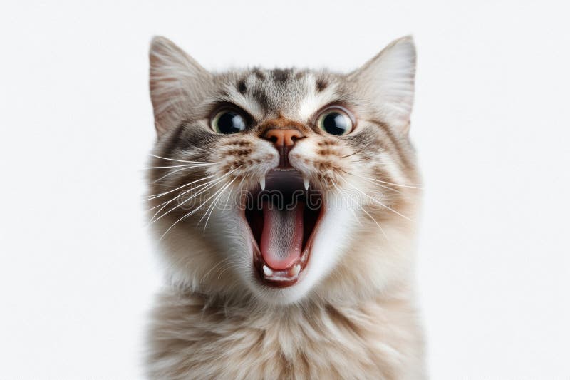 Surprised and Angry Cat Showing an Excited Expression on a Transparent ...