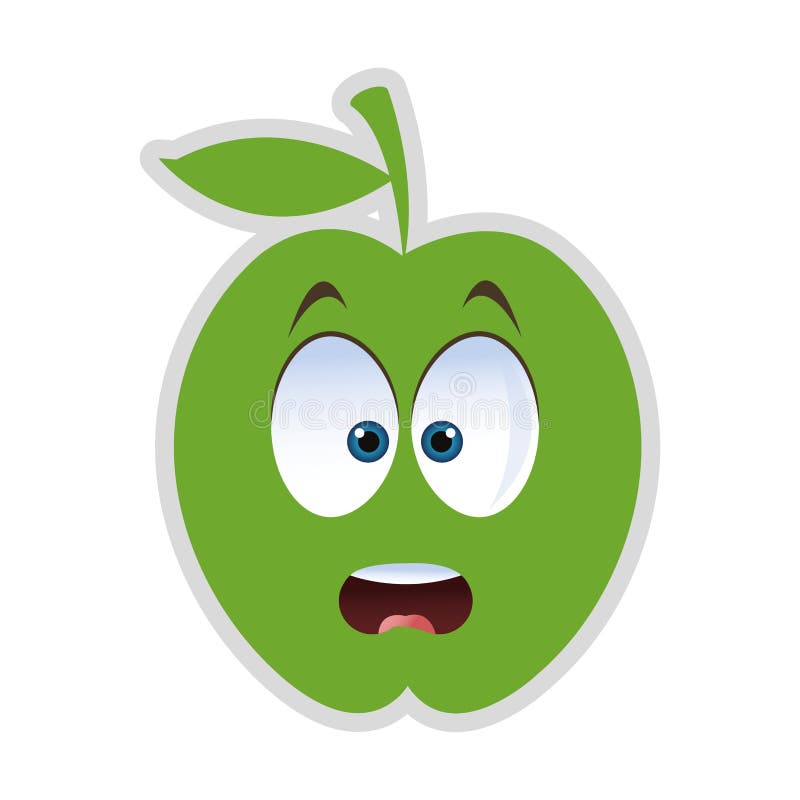 Surprised Apple Cartoon Icon Stock Illustration - Illustration of love ...