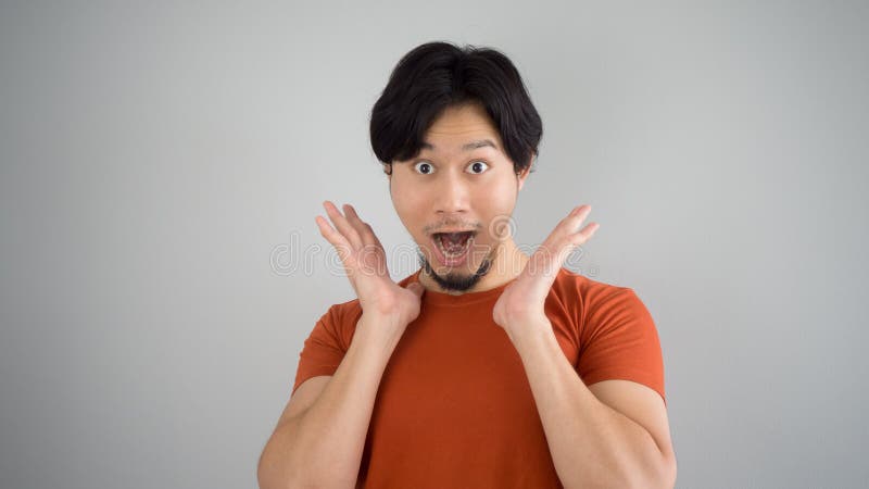 Surprised Asian man. stock image. Image of expression - 71109329