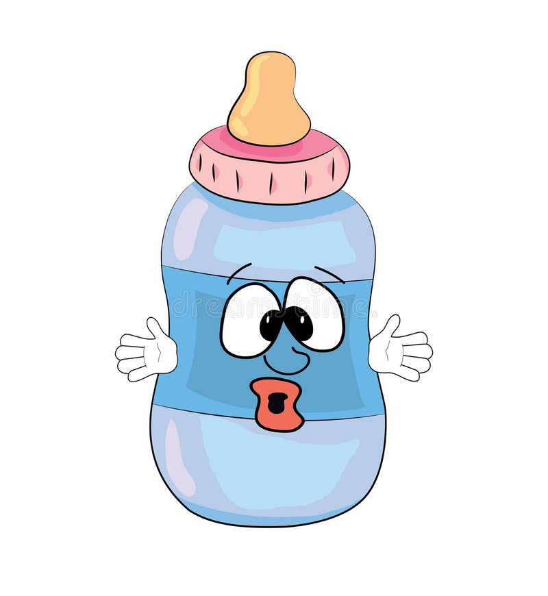 Surprised Baby Bottle Cartoon Stock Illustration - Illustration of ...
