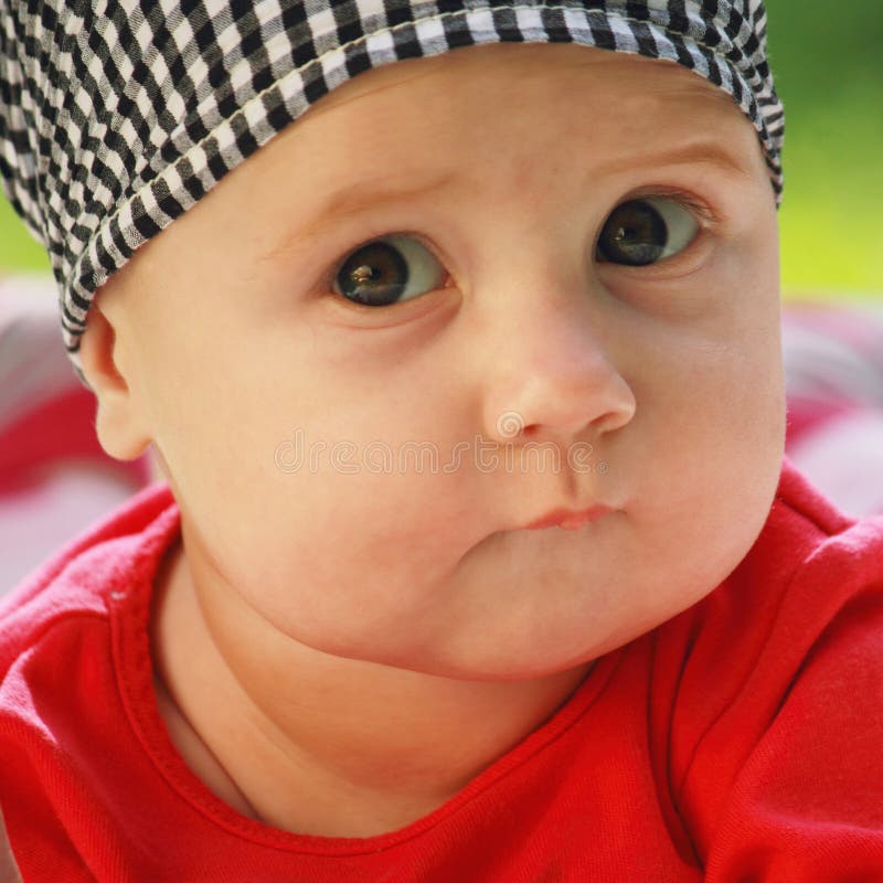 Surprised baby stock image. Image of grass, amazed, adorable - 42517673