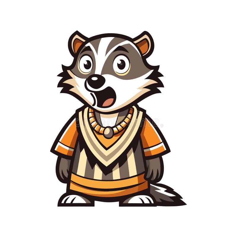 Surprised Badger Preventing with Dashiki Stock Vector - Illustration of ...