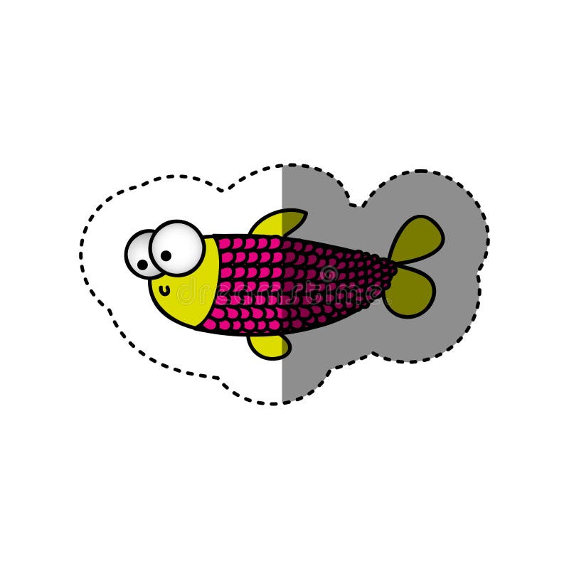 Surprised Balloon Fish Cartoon Icon Stock Illustration - Illustration ...