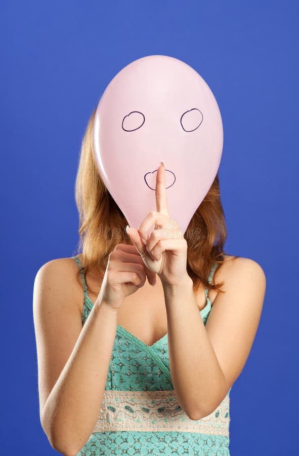 Surprised Balloon Making Shhhhh Stock Photo - Image of facial, party ...