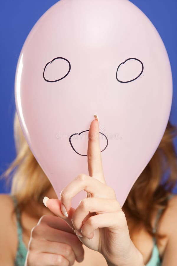 Surprised Balloon Making Shhhhh Close Up Stock Image - Image of ...