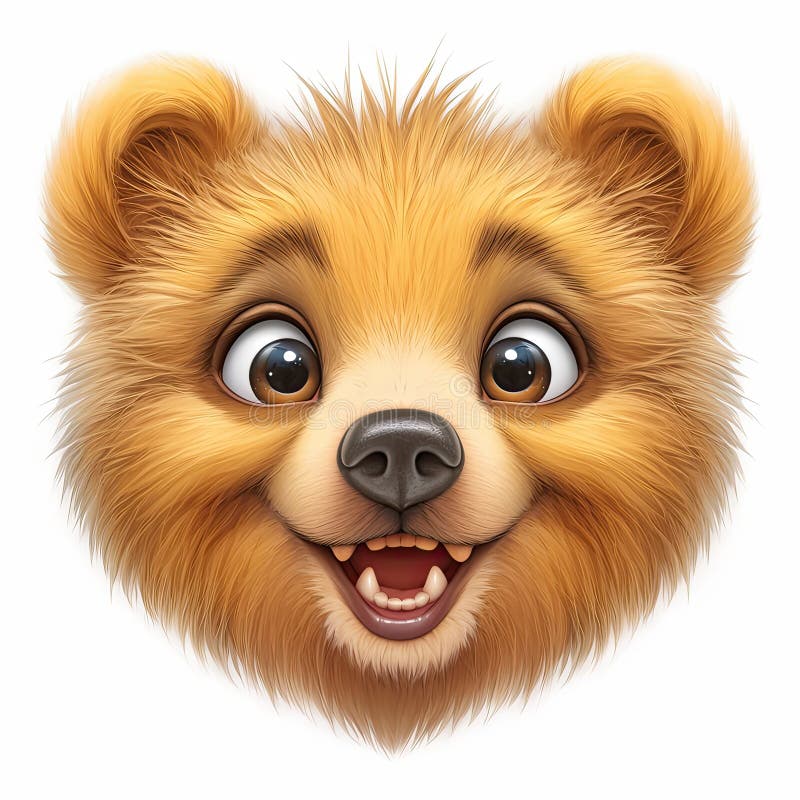 Surprised Bear Emoji with Big Smile and Fluffy Fur, Expressing Joy ...