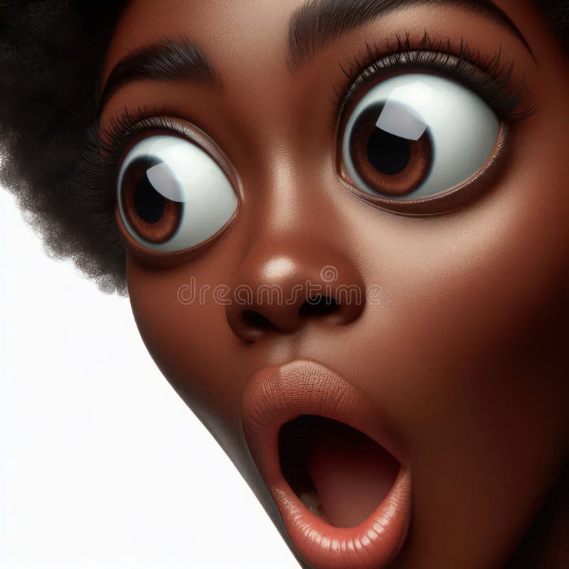 Surprised Black Woman with Funny Big Eyes Expression Stock Photo ...