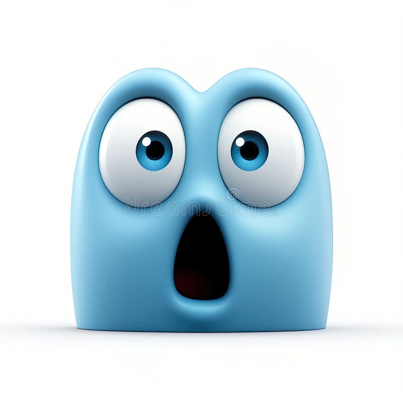Surprised Blue Emoji with Large Eyes and Open Mouth Expression Stock ...