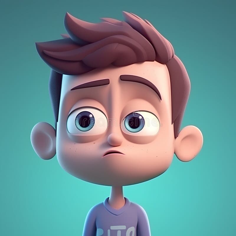 Surprised Boy with Big Eyes. 3D Render. Emotion Concept Stock ...