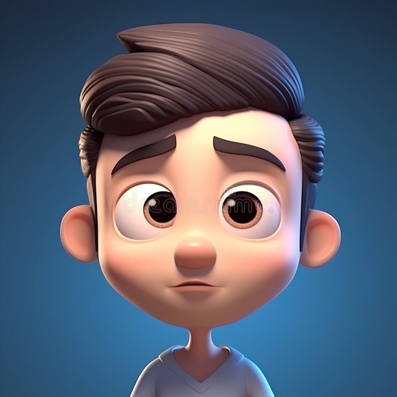 Surprised Boy with Brown Hair and Blue Eyes, 3d Render Stock ...