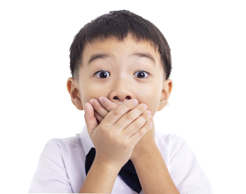 Surprised Boy Expressing Shock Isolated on White Stock Photo - Image of ...