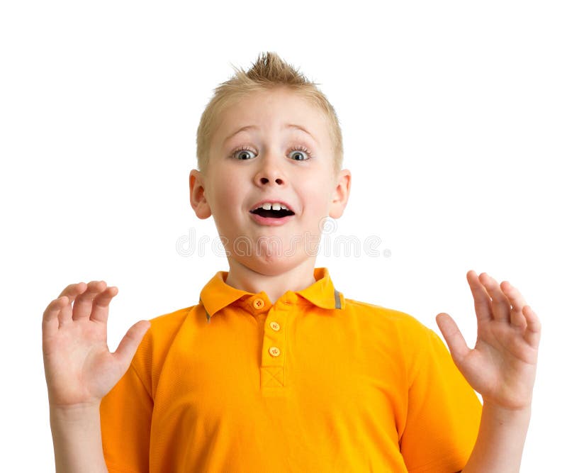 Surprised Boy with Funny Expression Isolated Stock Photo - Image of ...