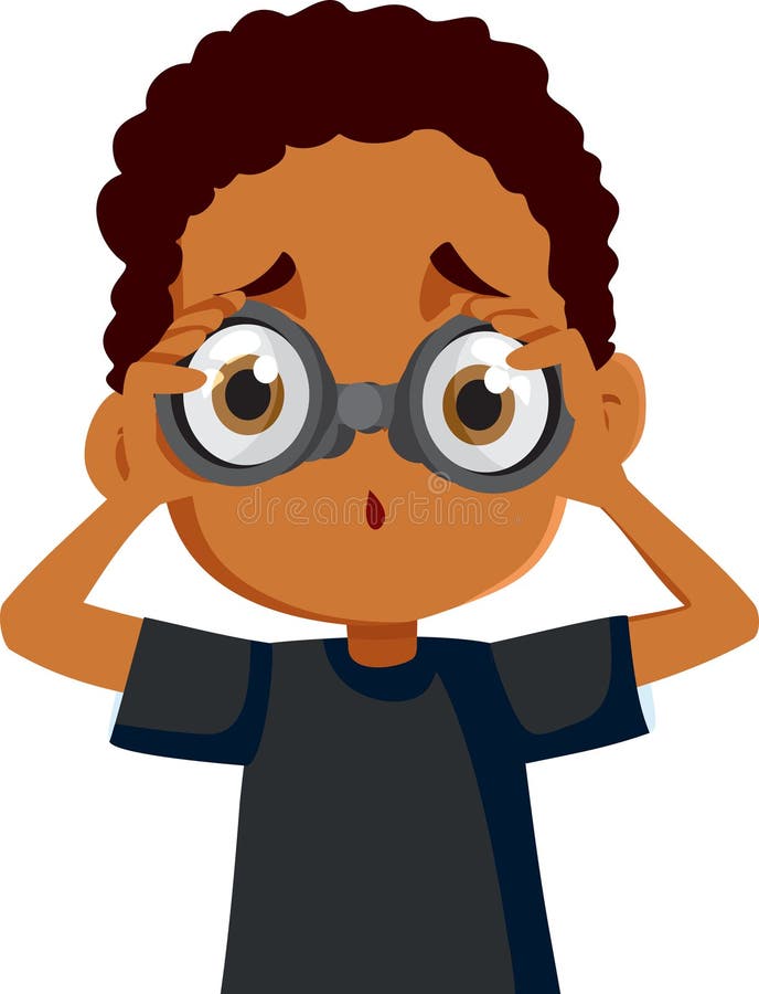 Surprised Boy Looking with Binoculars Vector Illustration Stock Vector ...