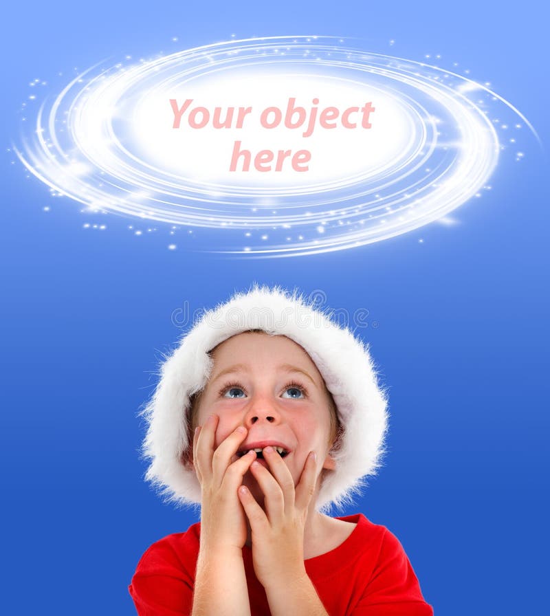 Surprised Boy Looking Up To Object Placeholder Stock Photo - Image of ...