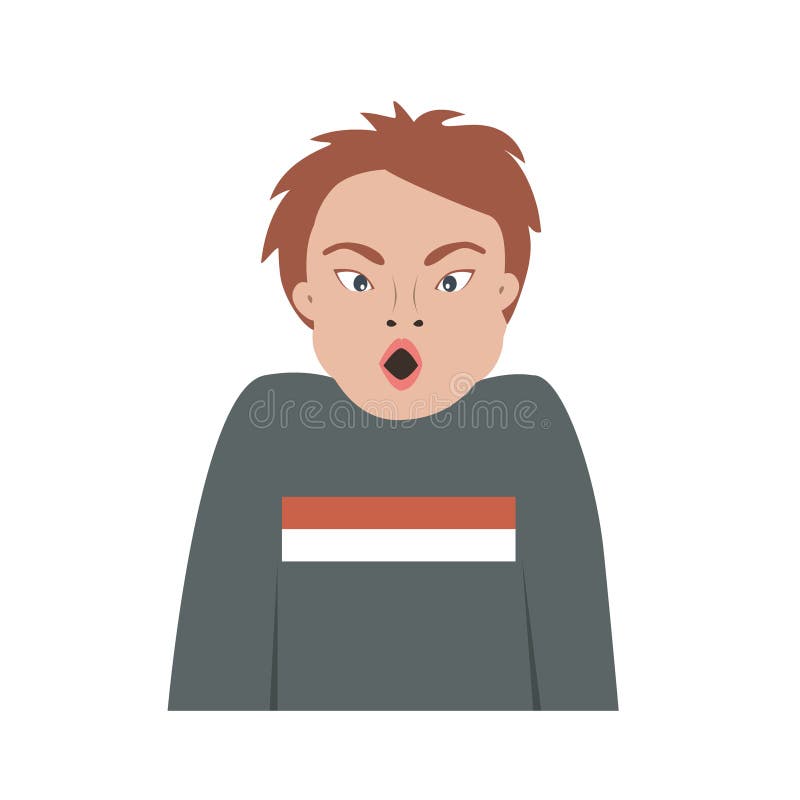 Surprised Boy Portrait. Vector Isolated Cartoon Illustration Stock ...