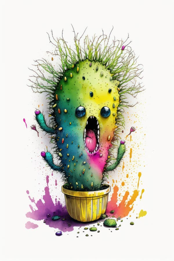 Surprised Cactus with Face. Beautiful Illustration Picture Stock ...