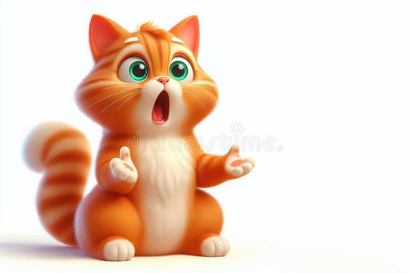 Surprised Cartoon Cat. Space for Text. Stock Illustration ...