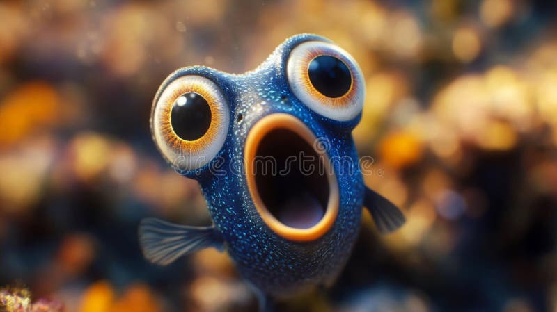 Surprised Cartoon Fish with Large Eyes Stock Illustration ...