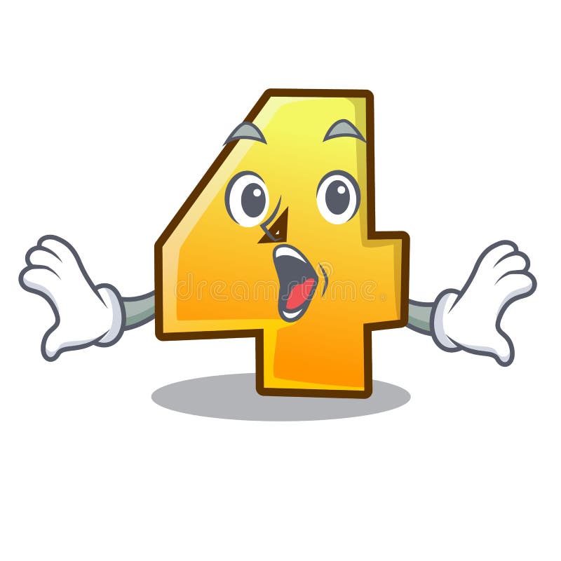 Surprised Cartoon the House Number Four Figure Stock Vector ...