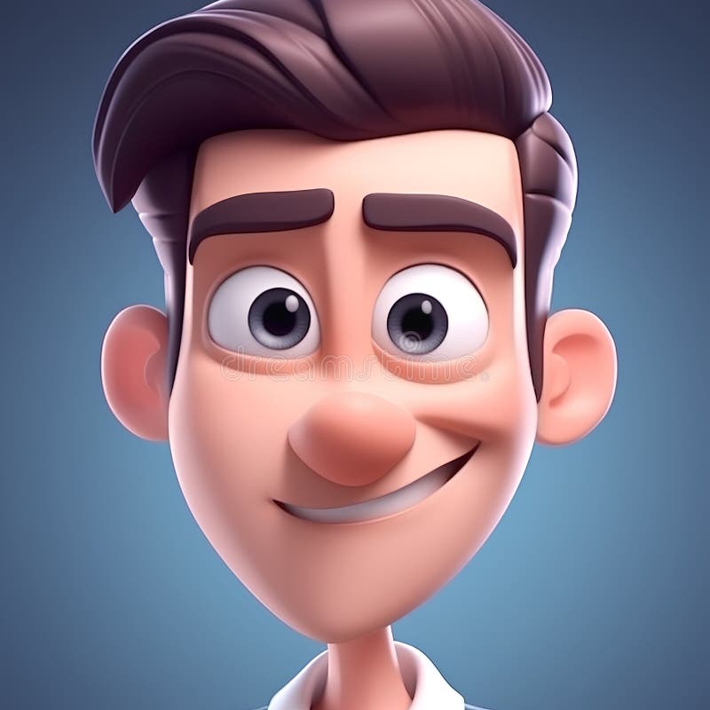 Surprised Cartoon Man with a Big Smile. 3d Rendering Stock Illustration ...