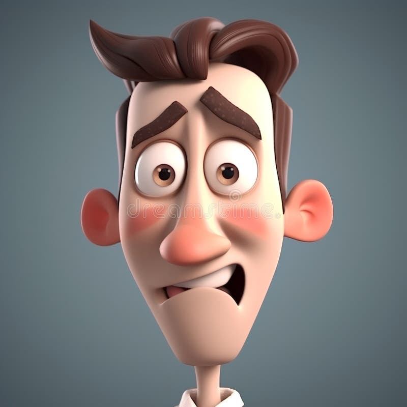 Cartoon Man with a Surprised Expression on His Face. 3d Illustration ...