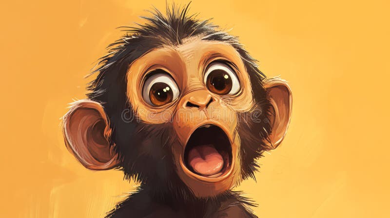 Surprised Cartoon Monkey. Funny Ape Shocked. Vector Illustration Stock ...