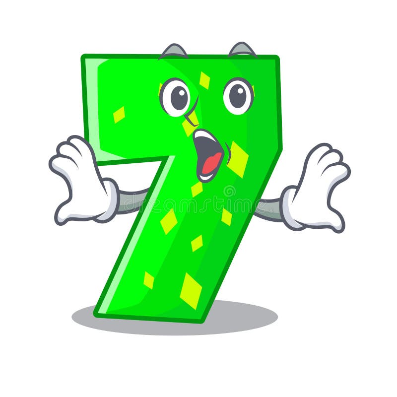 Surprised Cartoon Number Seven on Stone Wall Stock Vector ...