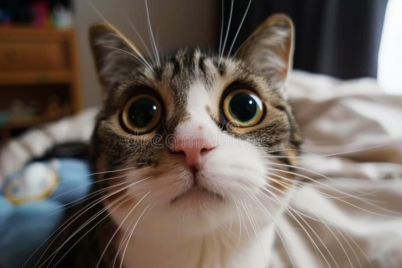 Surprised Cat with Big Eyes Stock Photo - Image of amazement, portrait ...