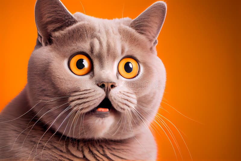 Surprised Cat with Big Eyes and Open Mouth. Generative AI Stock ...