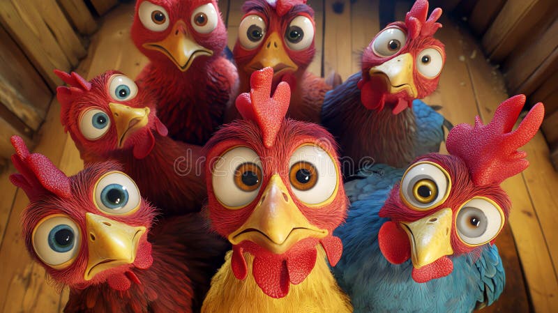 Surprised Chickens, AI Generated Stock Illustration - Illustration of ...