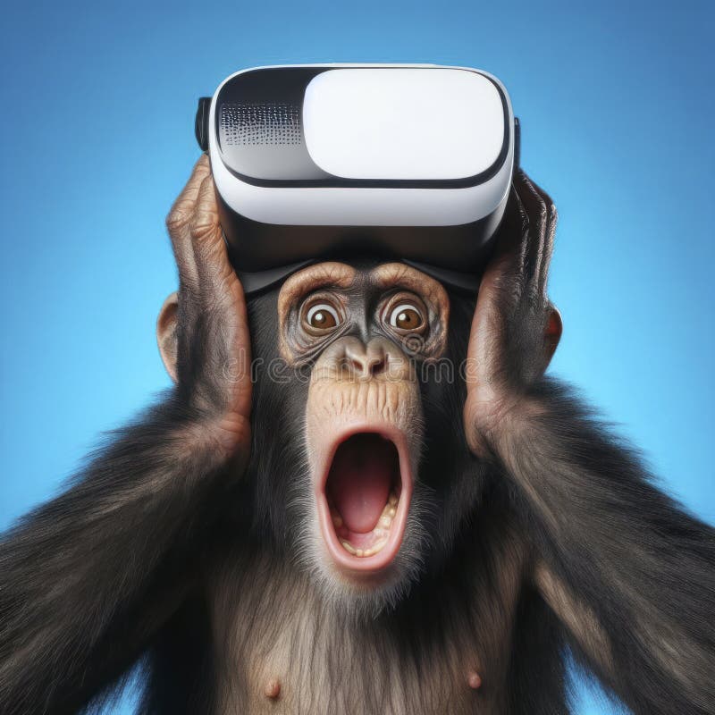 Virtual Reality Headset at Digital Space System with Planets or ...