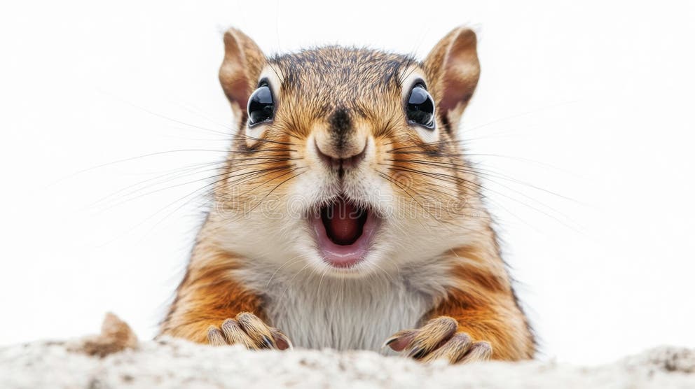 A Surprised Chipmunk Looks Directly at the Camera Stock Illustration - Illustration of eyes ...