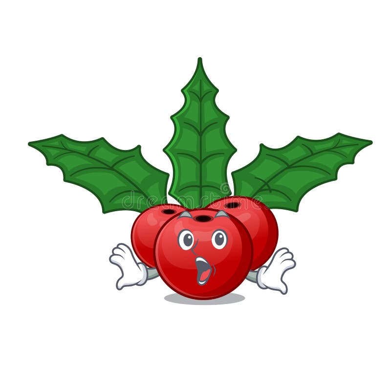 Surprised Christmas Holly Berry with Character Shape Stock Vector ...