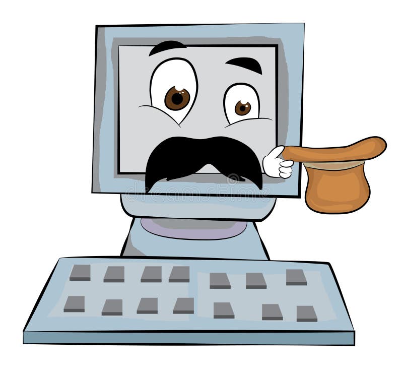 Sad Computer cartoon stock illustration. Illustration of character ...