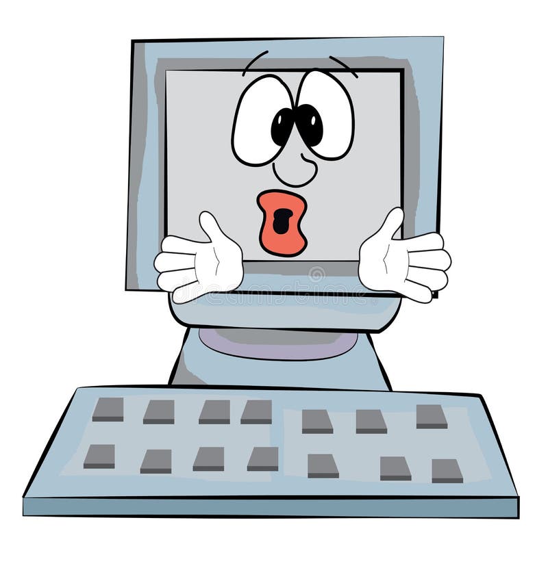 Sad Computer cartoon stock illustration. Illustration of character ...