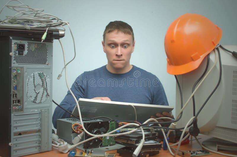 Computer Repairman. Computer Technician Engineer. Support Service ...