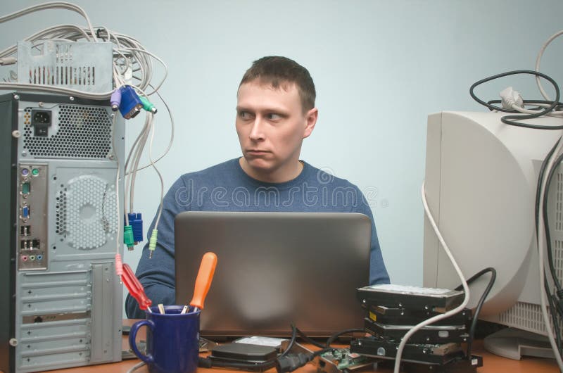 Computer technician. stock image. Image of work, repair - 129464681