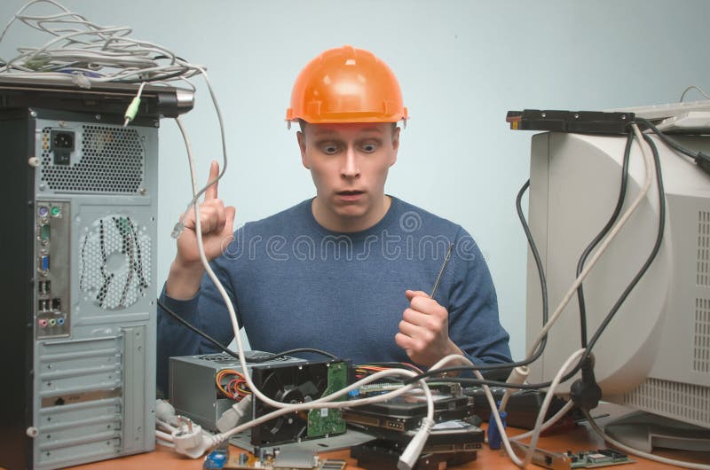 Computer Technician Specialist. PC Repairman. Stock Photo - Image of ...
