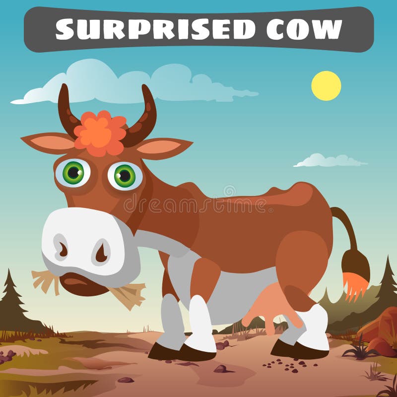 Surprised Cow, Character from Wild West Series Stock Vector ...