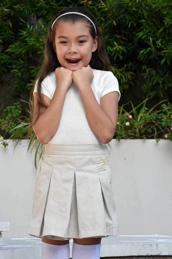 A Surprised Cute Female Kid Standing Stock Image - Image of adolescent ...
