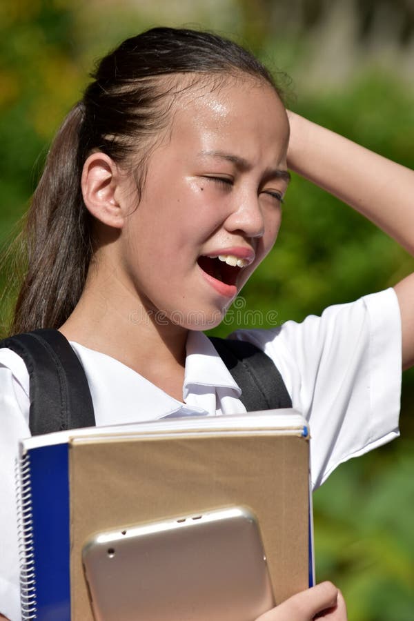 Surprised Cute Female Student with School Books Stock Image - Image of ...